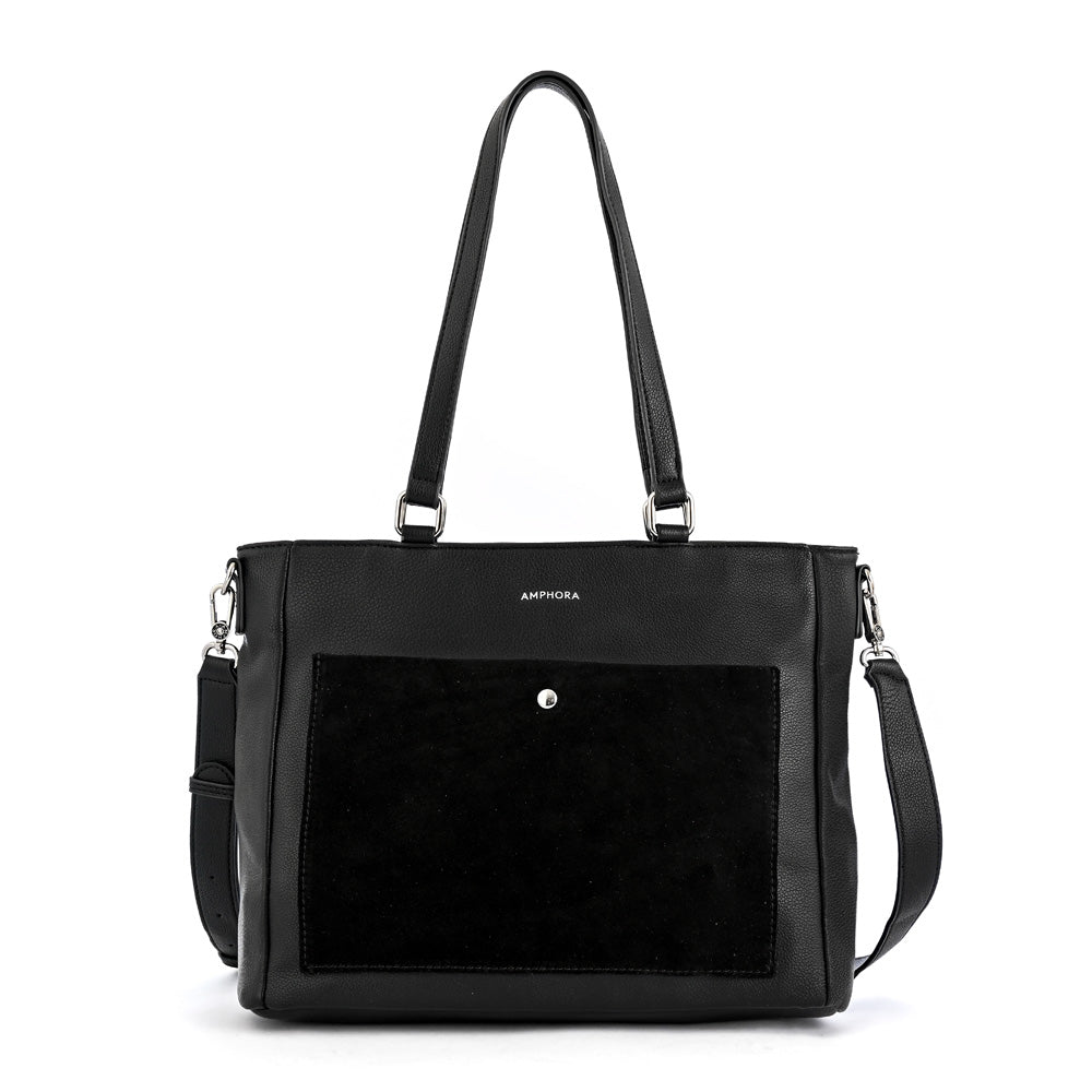 Cartera Dos Asas Porta Laptop Isela Negro – Amphora Peru