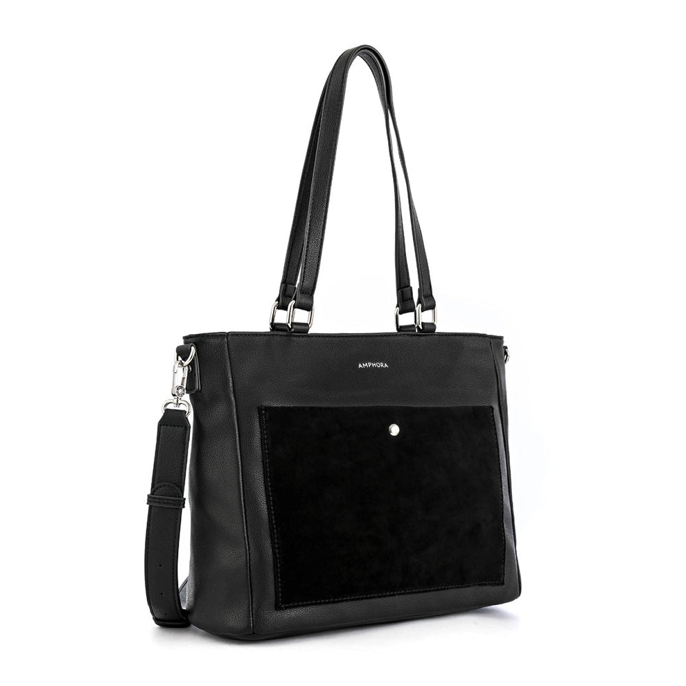 Cartera Dos Asas Porta Laptop Isela Negro – Amphora Peru