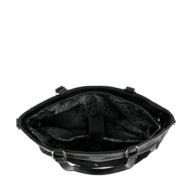 Cartera Dos Asas Porta Laptop Isela Negro – Amphora Peru